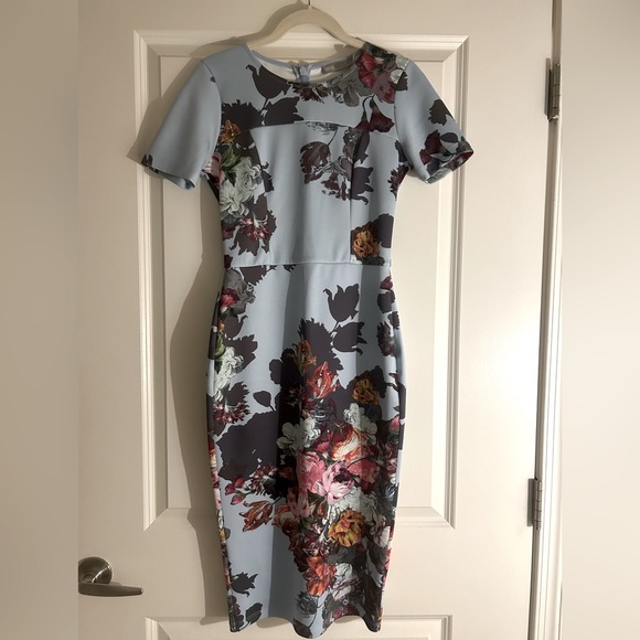 ASOS | Dresses | Asos Bodycon Blue Floral Midi Dress | Poshmark